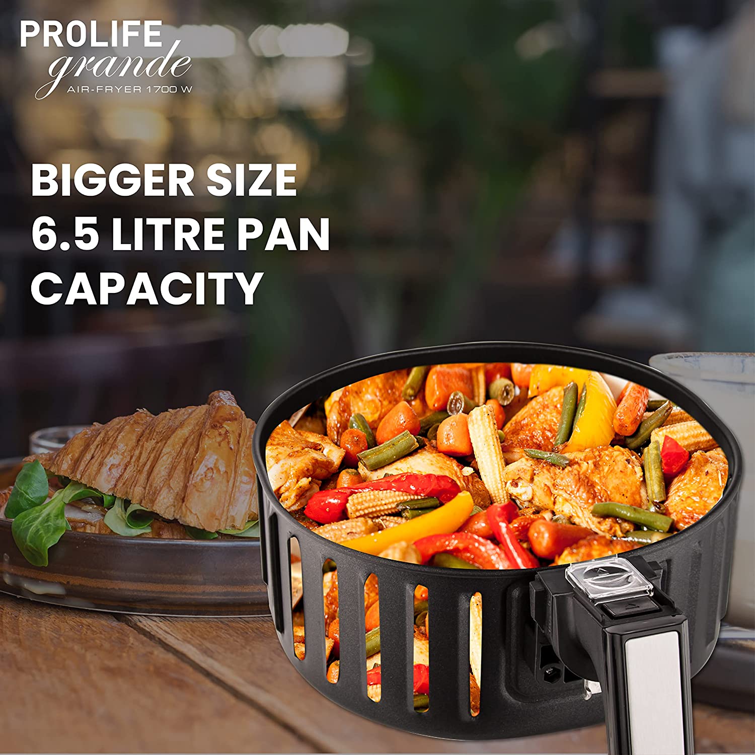 Buy HAVELLS Prolife Grande 6.5L 1700 Watt Digital Air Fryer with Aero Crisp Technology Black Staged Croma